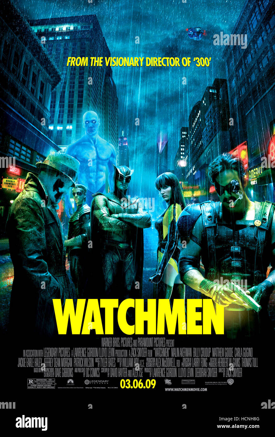 WATCHMEN, from left: Jackie Earle Haley as Rorschach, Matthew Goode as ...