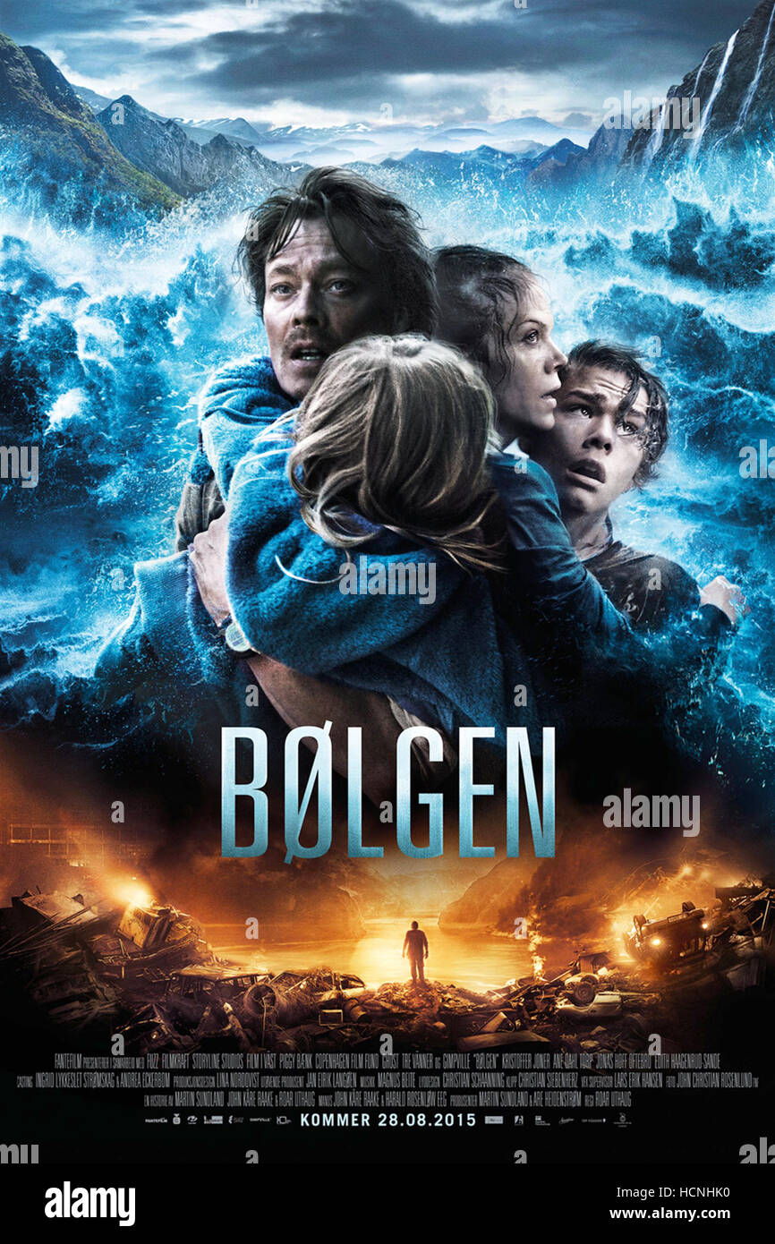 THE WAVE, (aka BOLGEN), Norwegian poster, from left: Kristoffer Joner, Jonas Hoff Oftebro, Ane ...