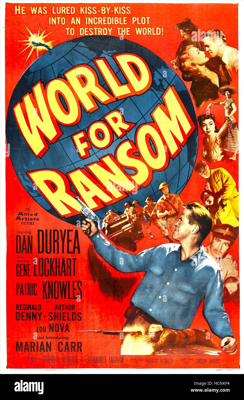 WORLD FOR RANSOM, US poster art, bottom left: Dan Duryea, 1954 Stock ...