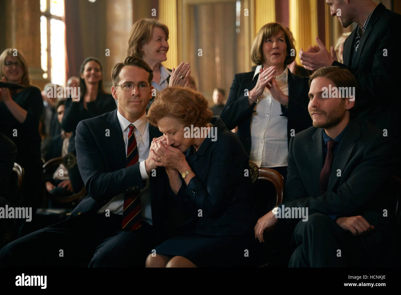 WOMAN IN GOLD, front, from left: Ryan Reynolds, Helen Mirren, Daniel ...