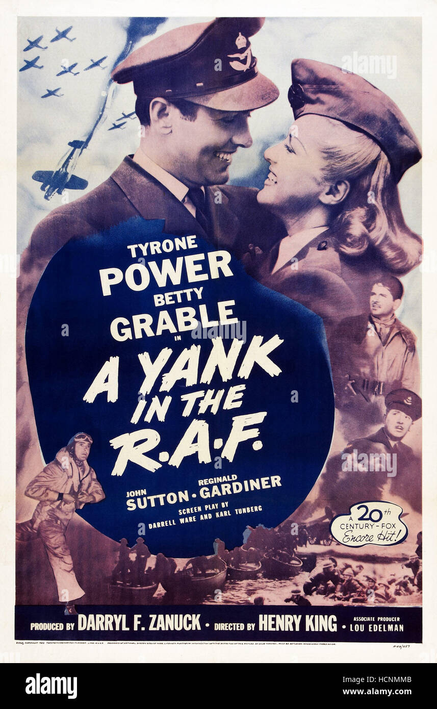 A YANK IN THE R.A.F., US poster art, from left: Tyrone Power, Betty ...