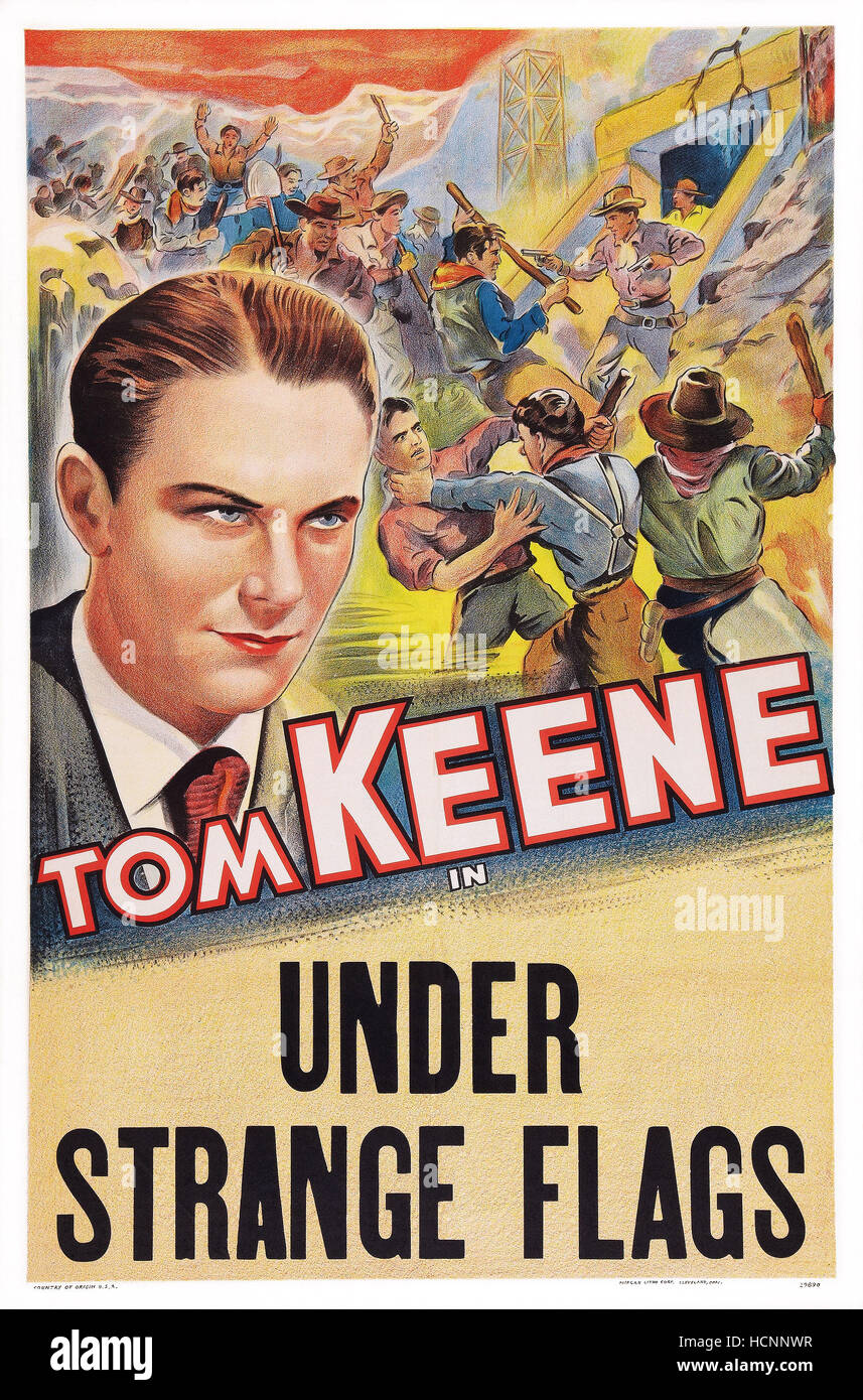 UNDER STRANGE FLAGS, US poster art, Tom Keene, 1937 Stock Photo - Alamy