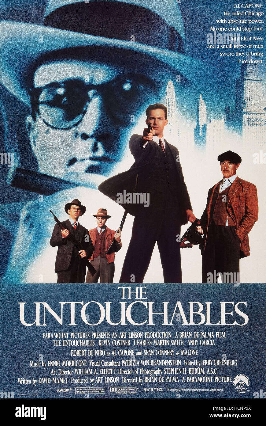 THE UNTOUCHABLES, British poster art, from back left: Robert De Niro ...