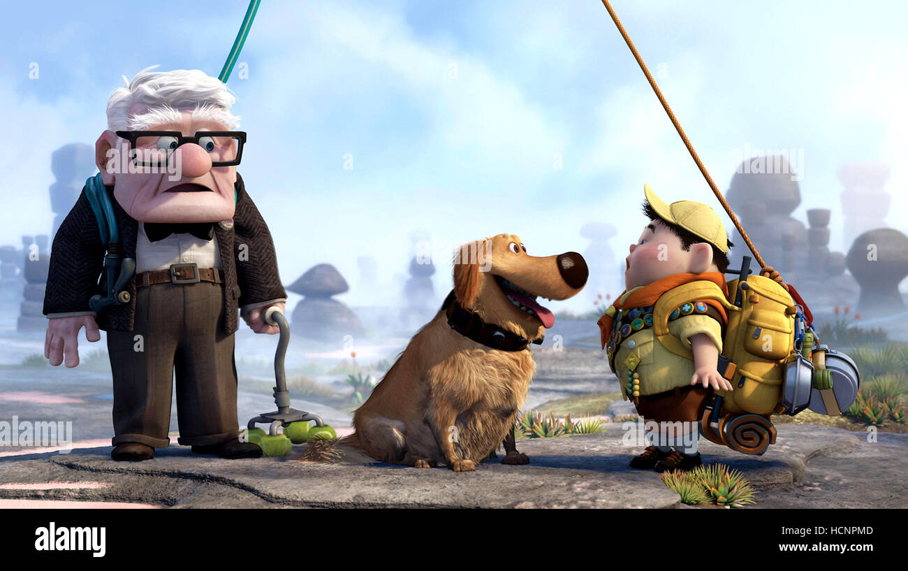 UP, from left: Carl (voice: Edward Asner), Dug, Russell, 2009. ©Walt ...