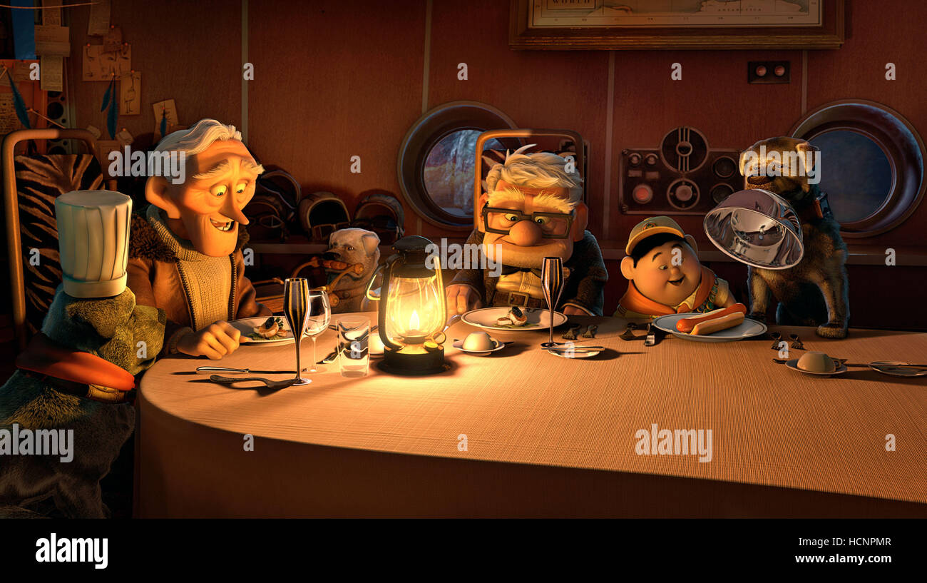 UP, Charles Muntz (back left, voice: Christopher Plummer), Carl (center ...