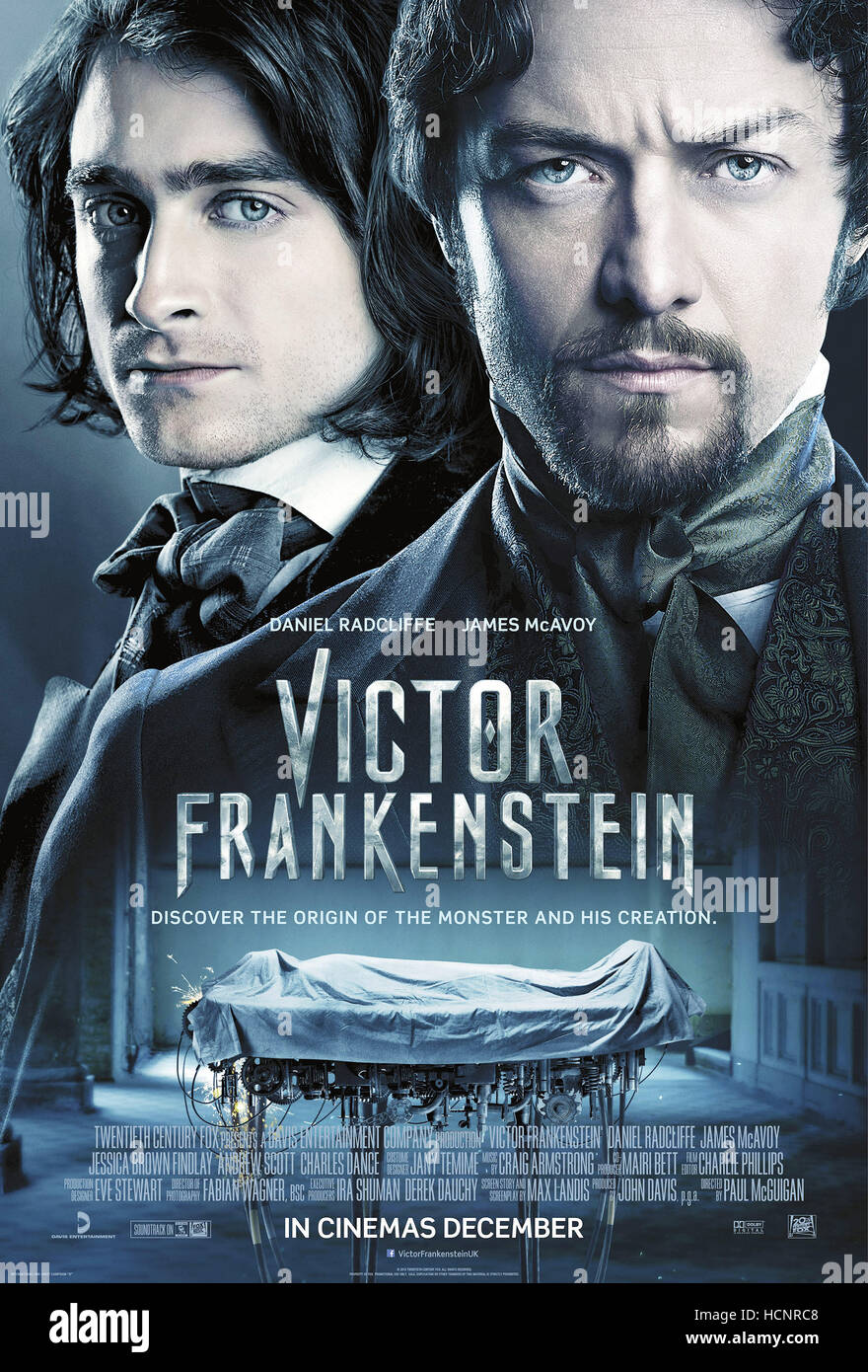 VICTOR FRANKENSTEIN, British poster art, from left: Daniel Radcliffe as ...