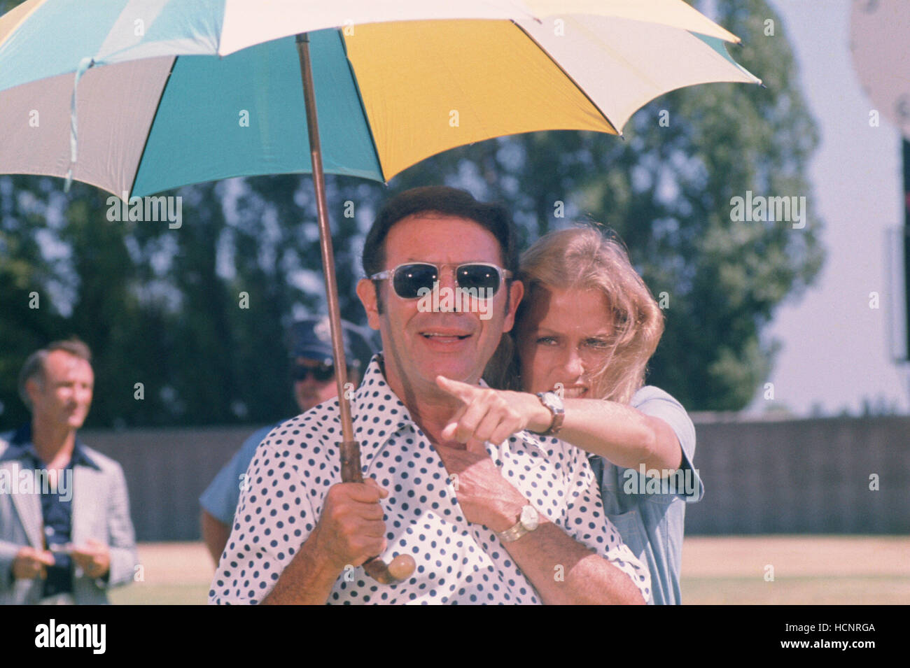 VIVA KNIEVEL!, producer Irwin Allen, Lauren Hutton on set, 1977 Stock ...