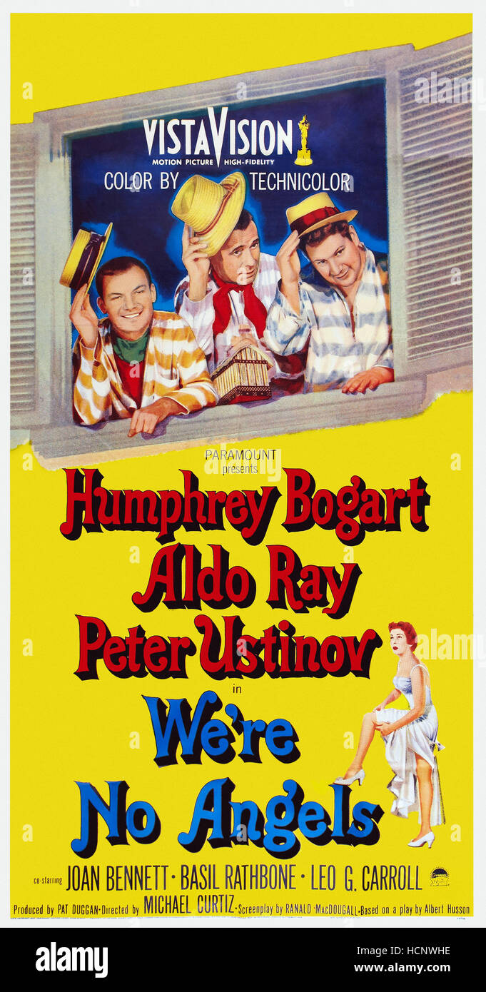 WE'RE NO ANGELS, US poster art, top from left: Aldo Ray, Humphrey ...