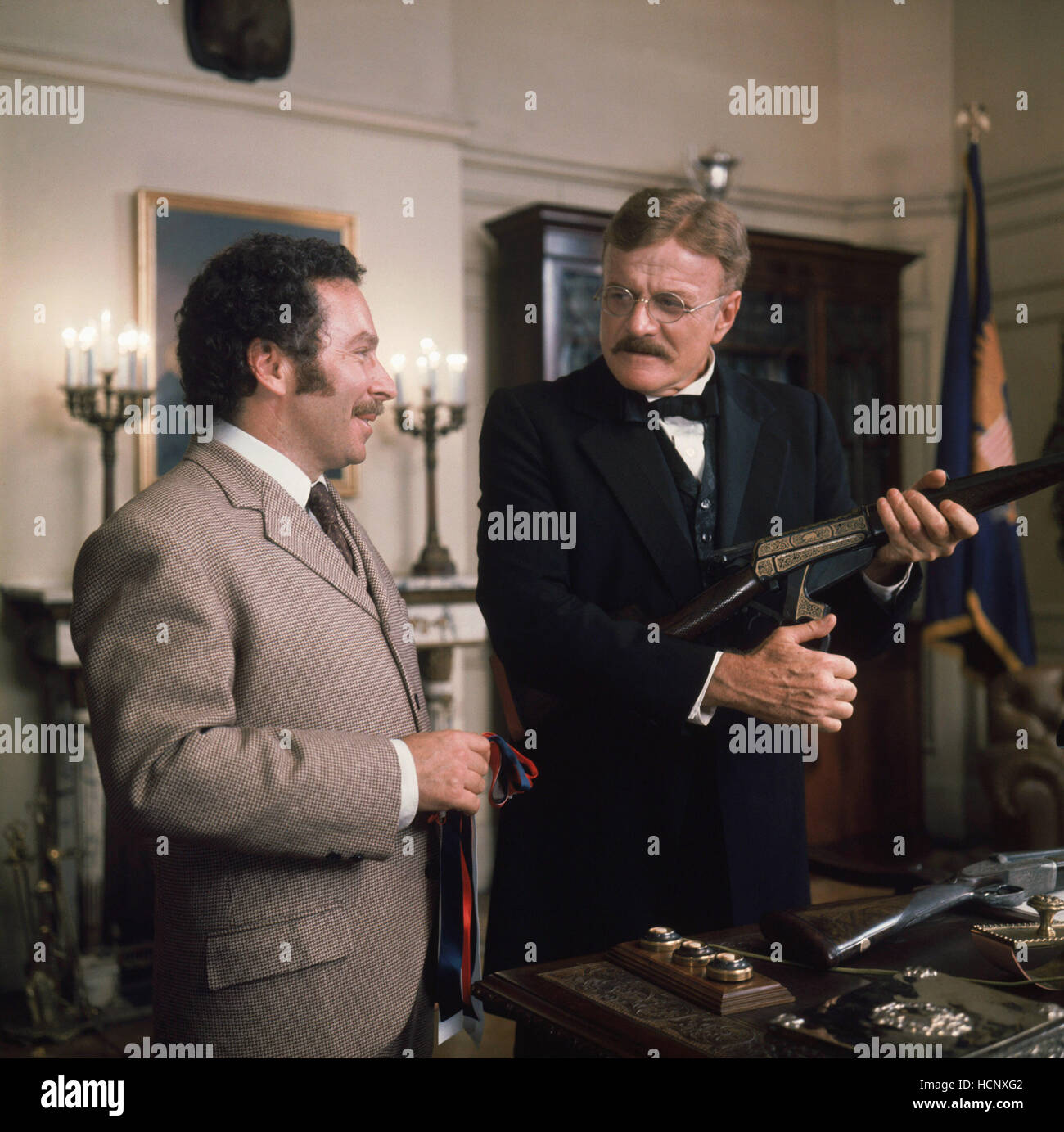 THE WIND AND THE LION, Brian Keith as Theodore Roosevelt (right), 1975 Stock Photo - Alamy