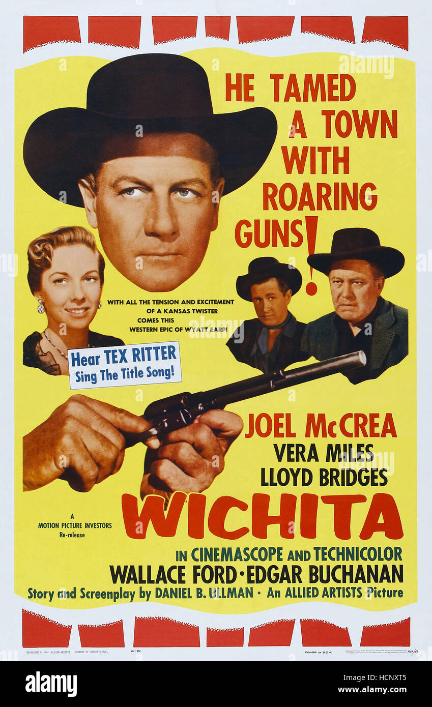 WICHITA, US poster, from left: Vera Miles, Joel McCrea, Lloyd Bridges ...