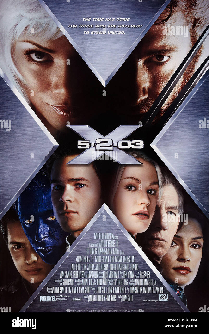 X-MEN 2, US advance poster art, top from left: Halle Berry, Hugh ...