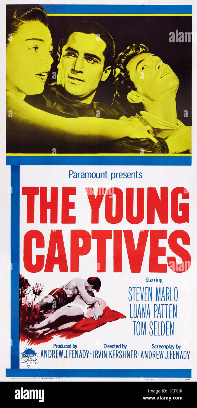 THE YOUNG CAPTIVES, US poster, from left: Luana Patten, Steven Marlo ...