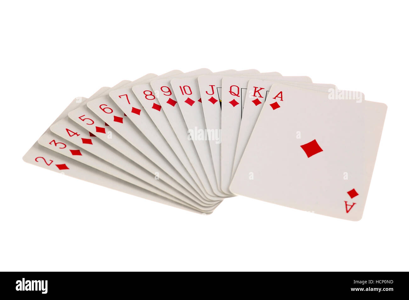 Full set of diamond suit playing cards isolated on white background ...