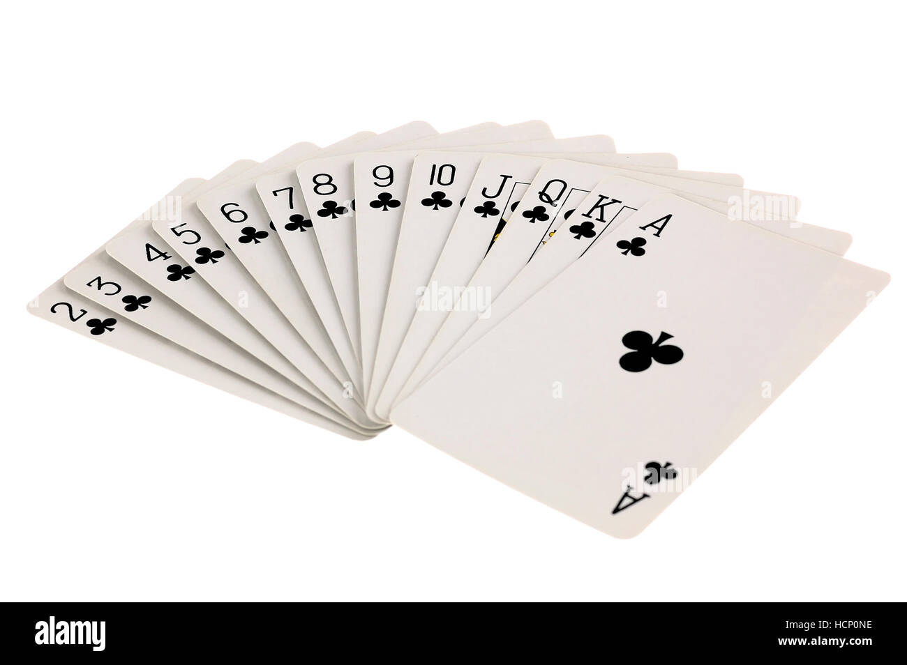 Full set of club suit playing cards isolated on white background Stock ...
