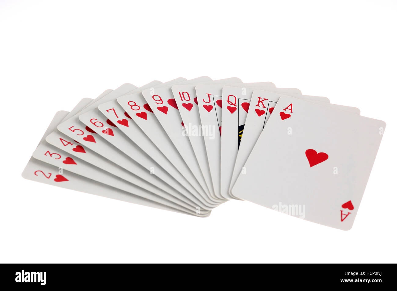 Full set of heart suit playing cards isolated on white background Stock ...
