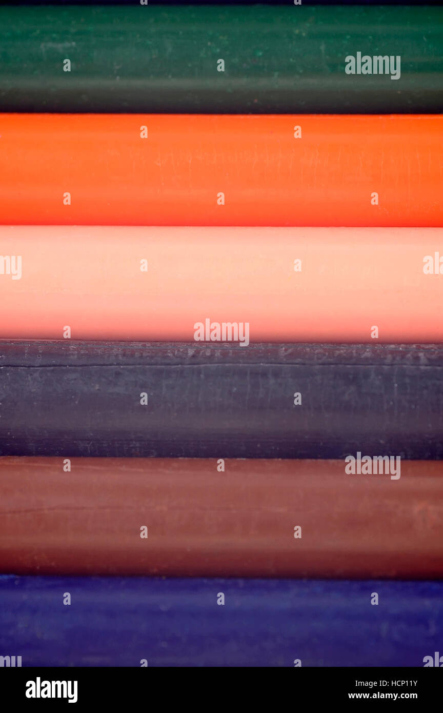 Six colored wax crayon Stock Photo - Alamy