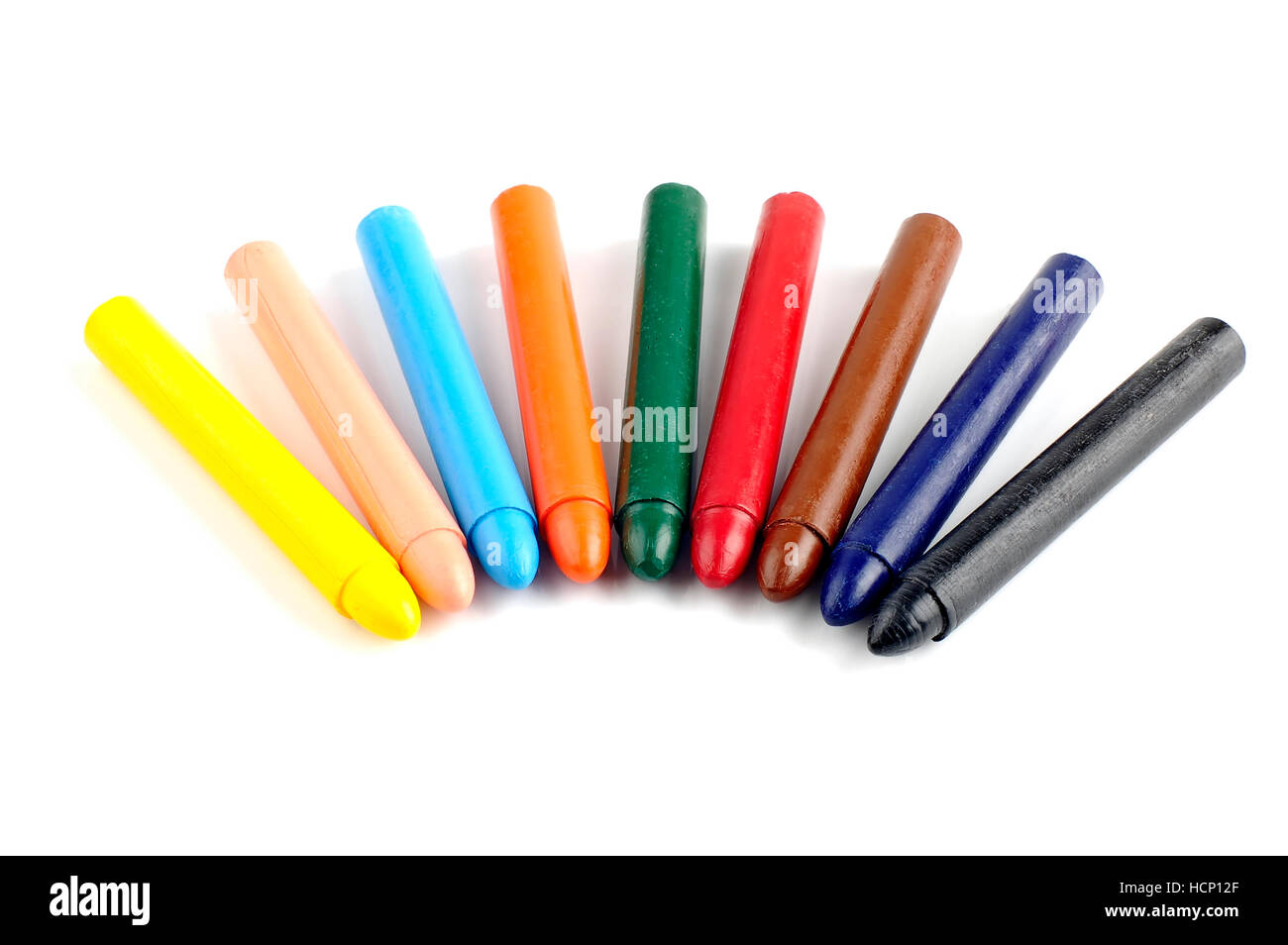 Colored wax crayons isolated on white background Stock Photo - Alamy