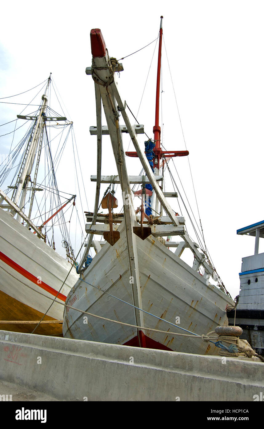 Old Ship Docking At Harbour Stock Photo - Alamy