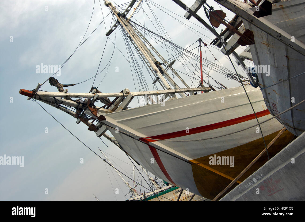 Old Ship Docking At Sunda Kelapa Harbour in the Afternoon Stock Photo ...