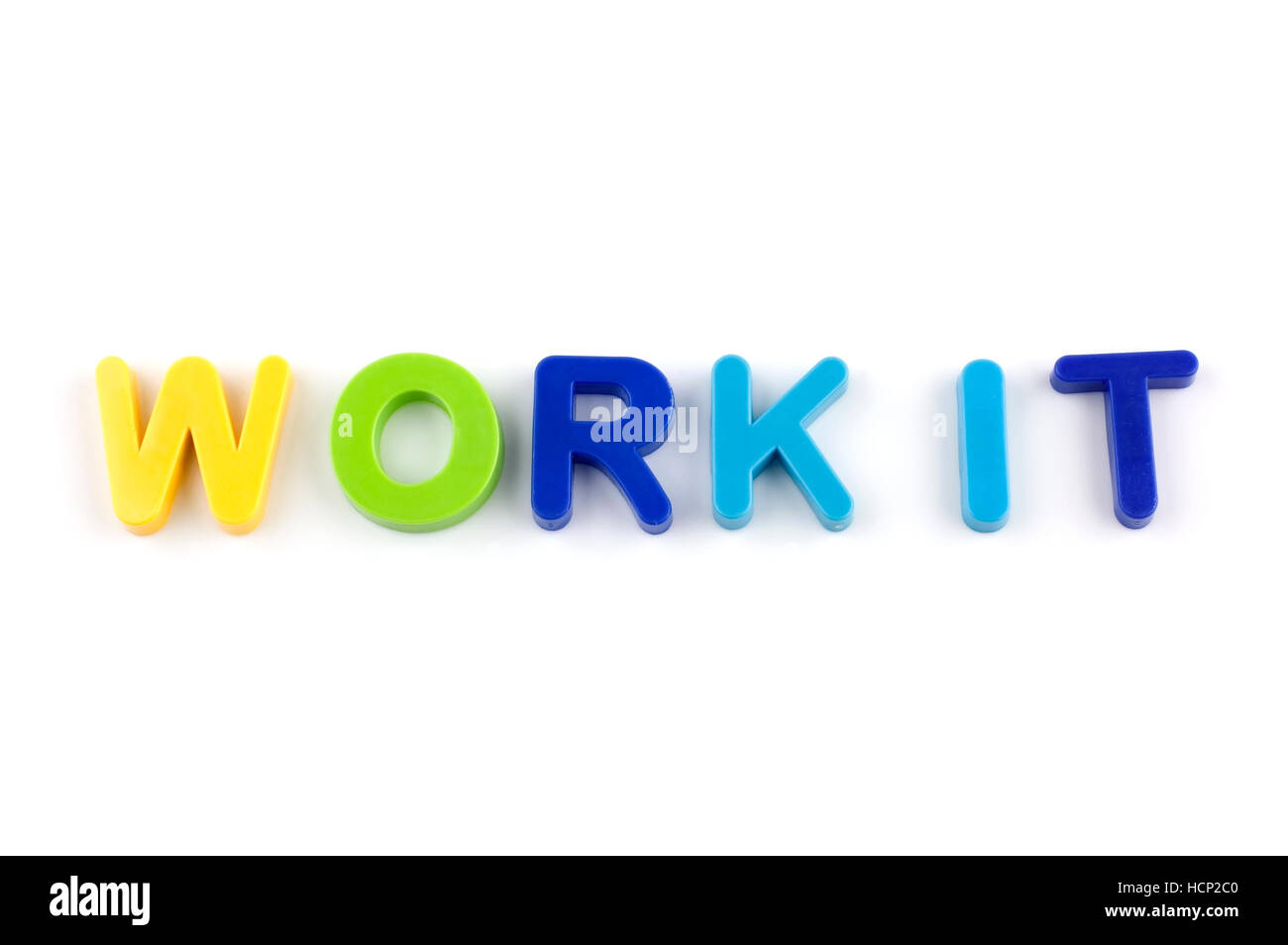 Word work it isolated on white background made from colorful toys ...