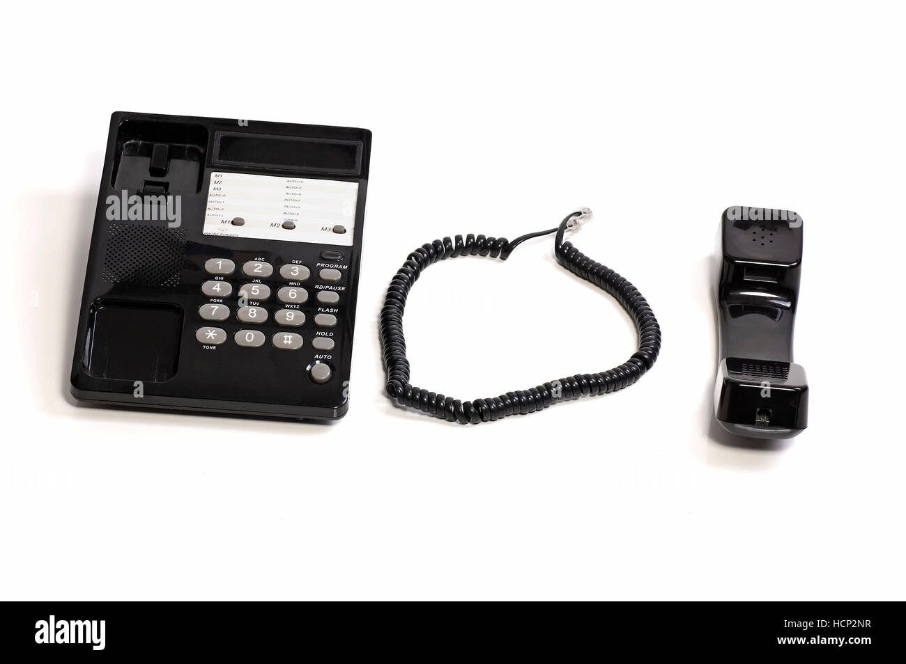 Black Office Telephone on White Background, that look like 001 number ...