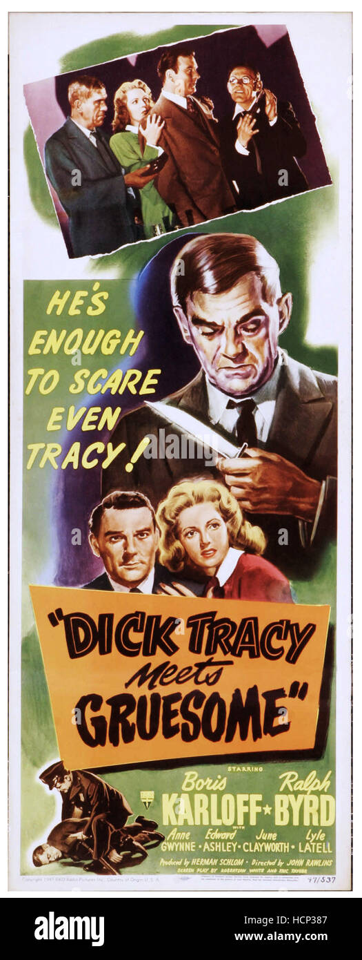 DICK TRACY MEETS GRUESOME, US poster art, bottom left: Ralph Byrd, Anne ...