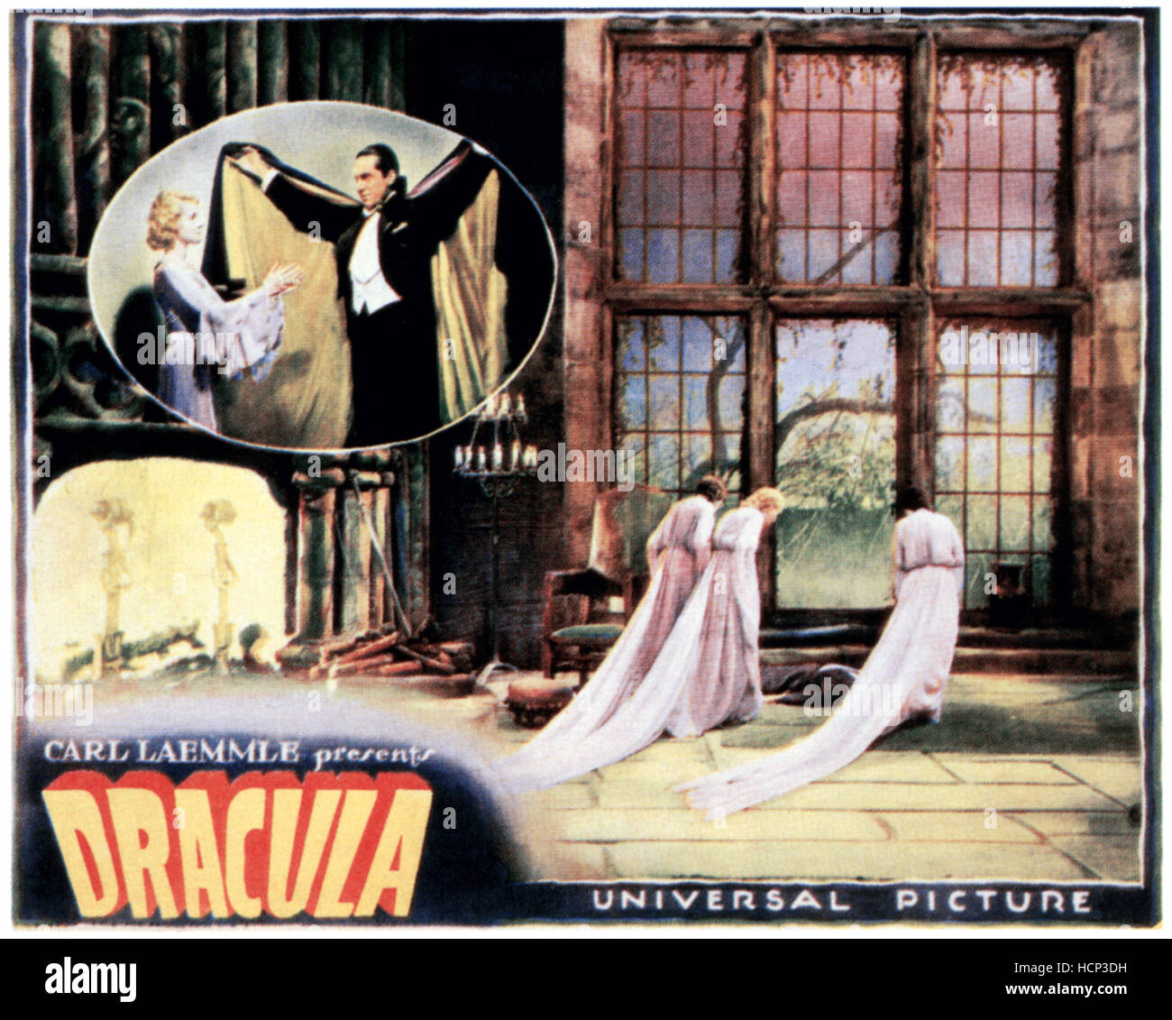 DRACULA, inset from left: Helen Chandler, Bela Lugosi, 1931 Stock Photo ...