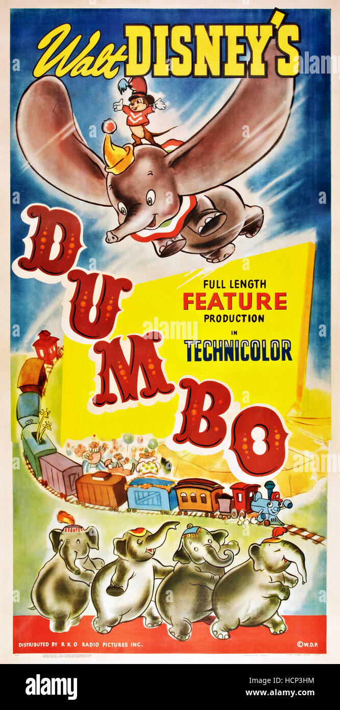 DUMBO, US poster art, top: Timothy Mouse, Dumbo, 1941 Stock Photo - Alamy