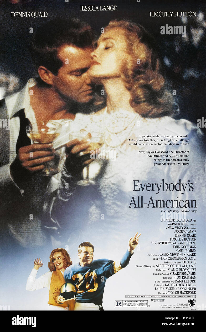 EVERYBODY'S ALL-AMERICAN, US poster, top from left: Dennis Quaid ...