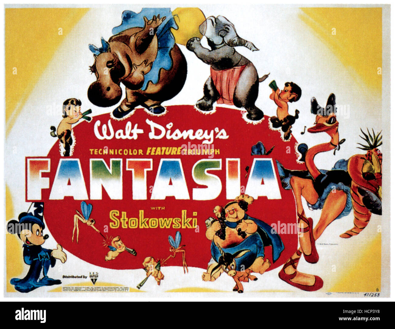 FANTASIA, Mickey Mouse (lower left), Bacchus (lower right), in half ...