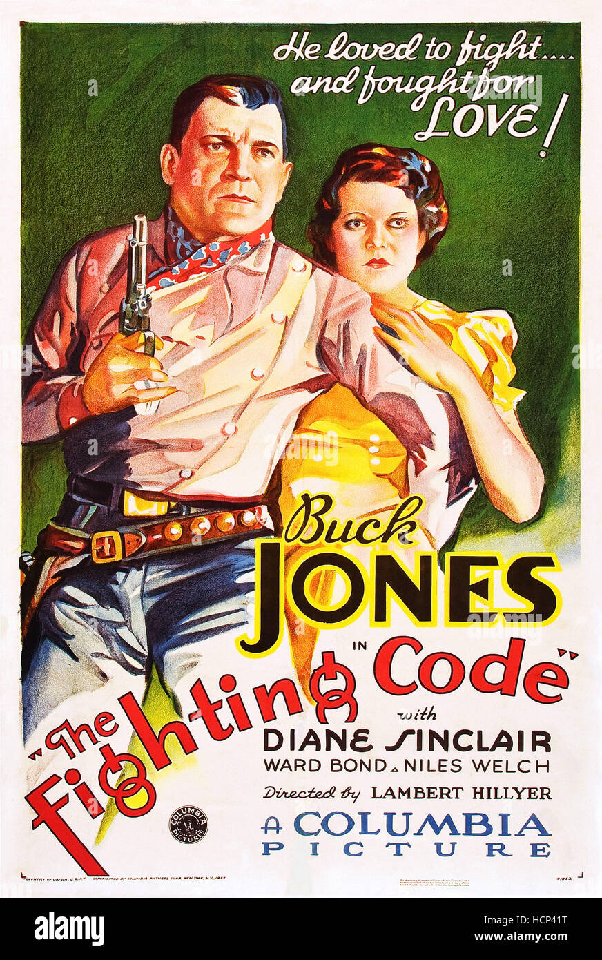 THE FIGHTING CODE, US poster art, from left: Buck Jones, Diane Sinclair, 1933 Stock Photo - Alamy
