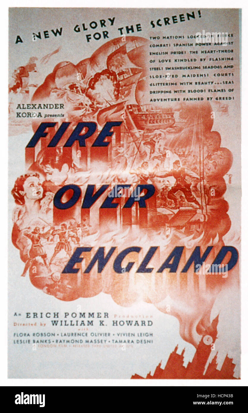 FIRE OVER ENGLAND, left from left: Flora Robson, Laurence Olivier on ...