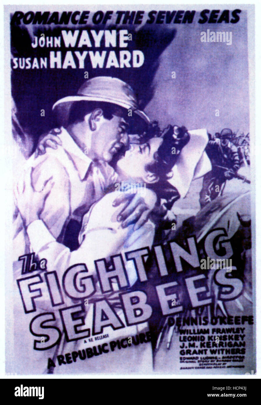 THE FIGHTING SEABEES, John Wayne, Susan Hayward on 1954 reissue poster ...