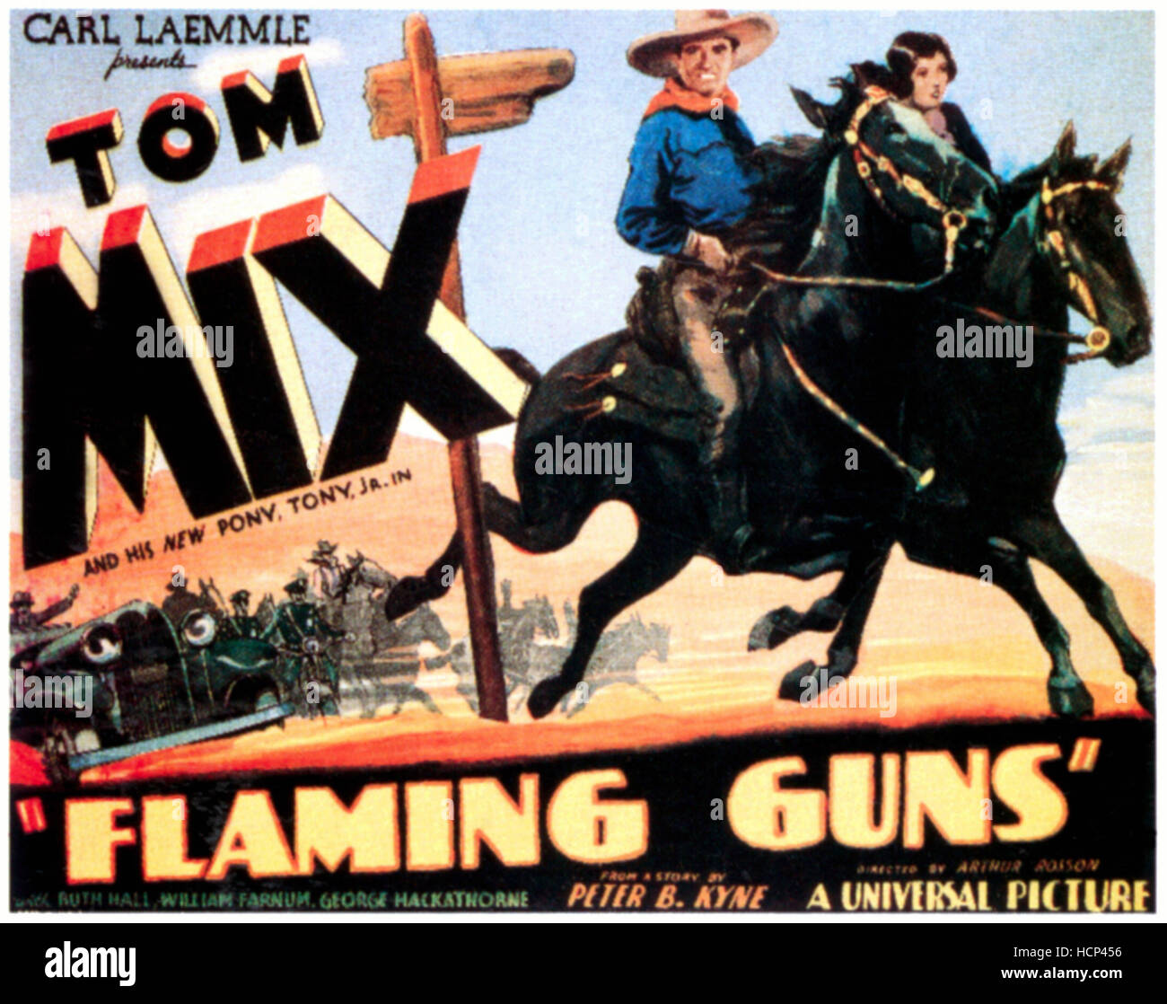 FLAMING GUNS, left: Tom Mix, 1932 Stock Photo - Alamy