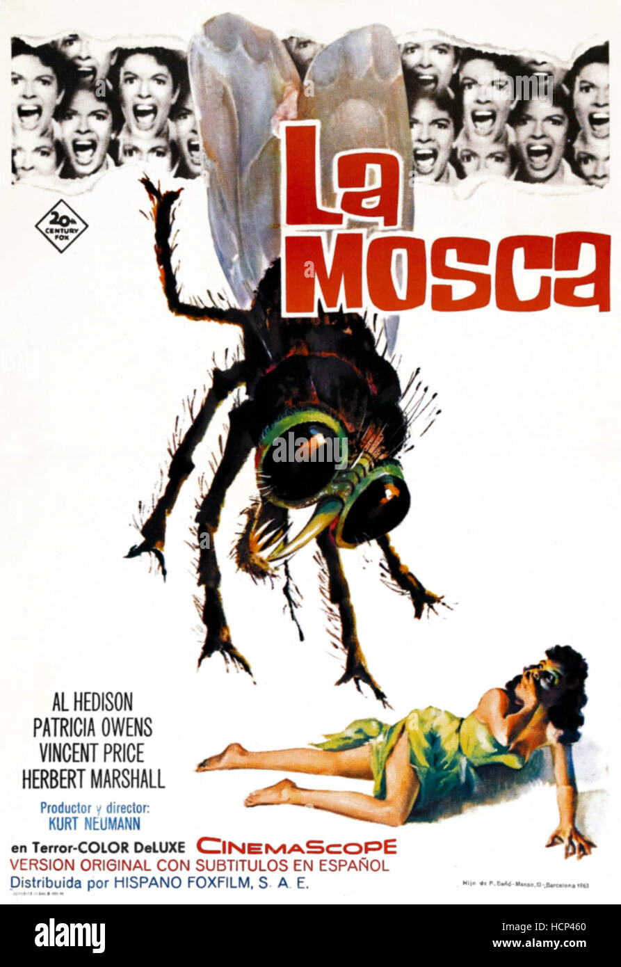 THE FLY (aka LA MOSCA), top: Patricia Owens on Spanish poster art, 1958 ...