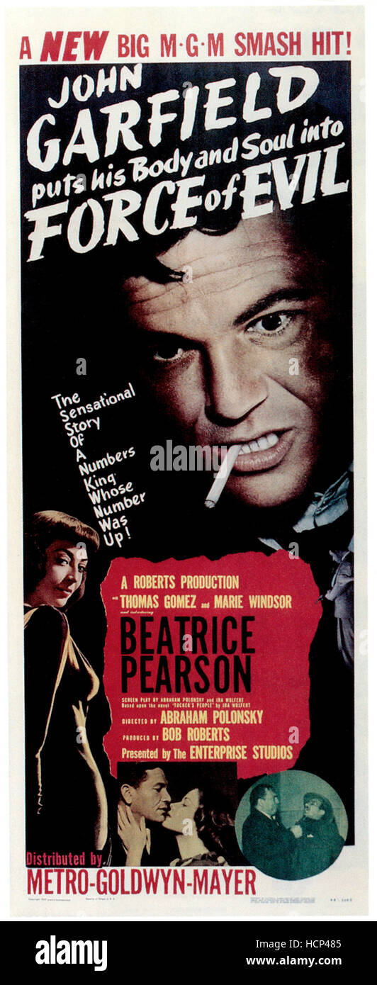 FORCE OF EVIL, John Garfield, Marie Windsor (bottom left), Beatrice ...