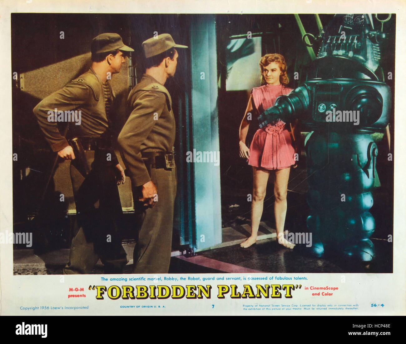 FORBIDDEN PLANET, center: Anne Francis, far right: Robby the Robot ...