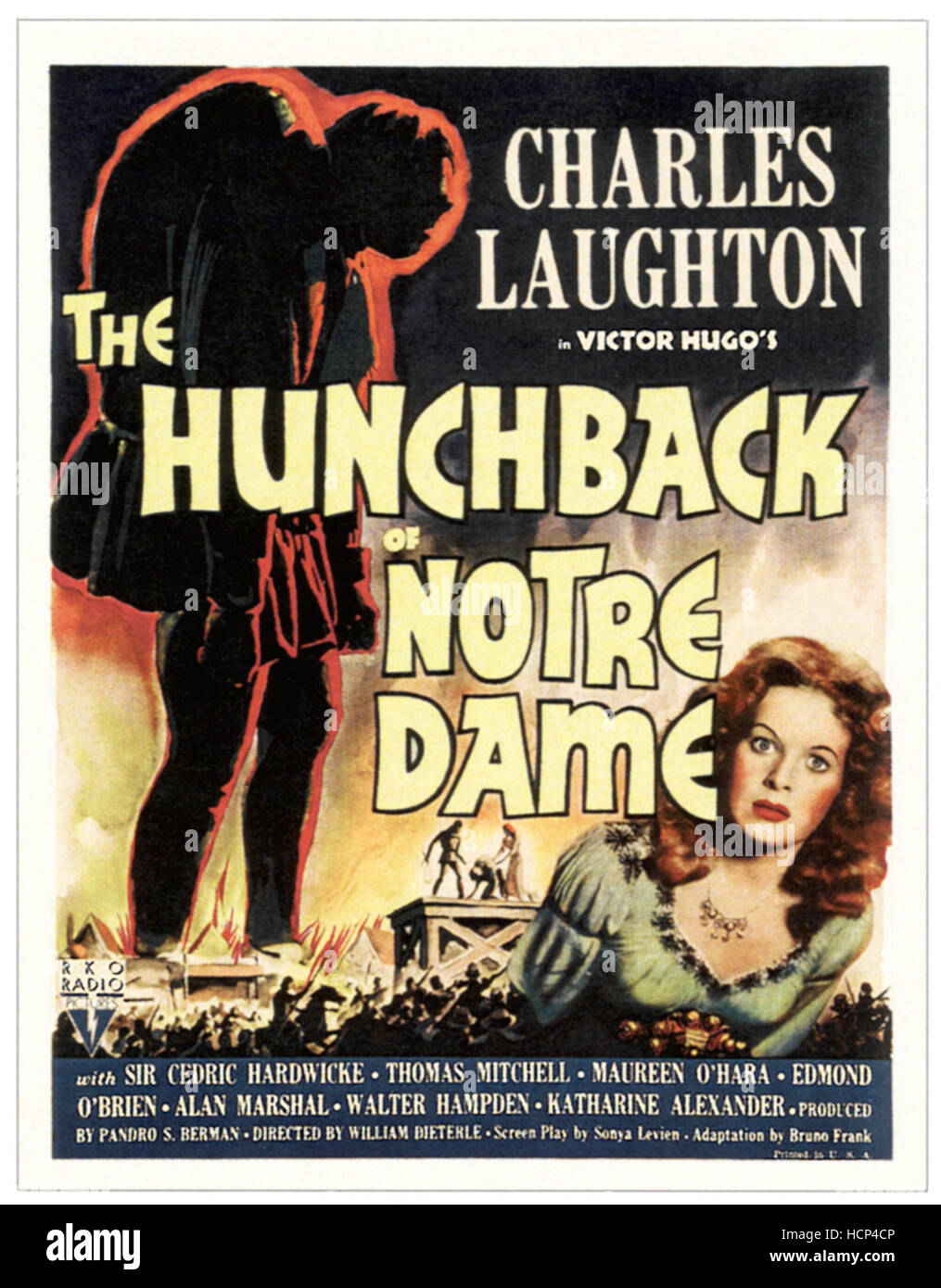 THE HUNCHBACK OF NOTRE DAME, lower right: Maureen O'Hara, 1939 Stock ...