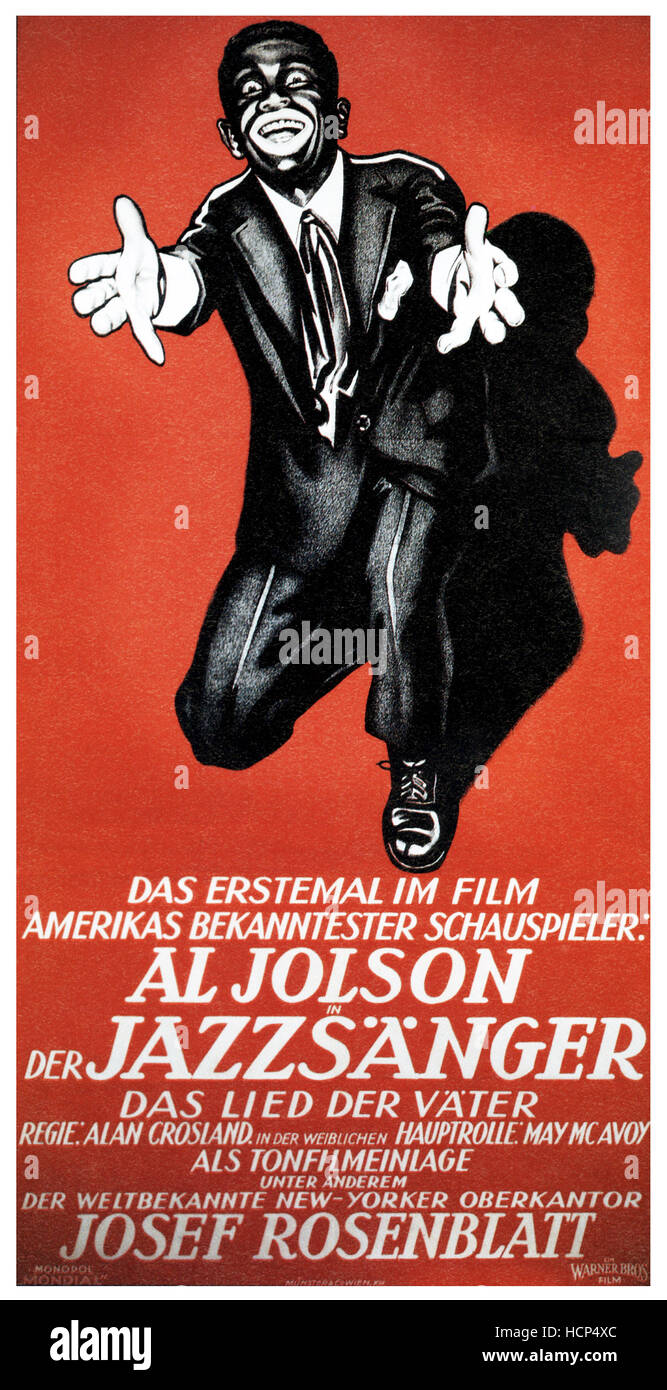 THE JAZZ SINGER, (aka DER JAZZ SANGER), Al Jolson on German poster art ...