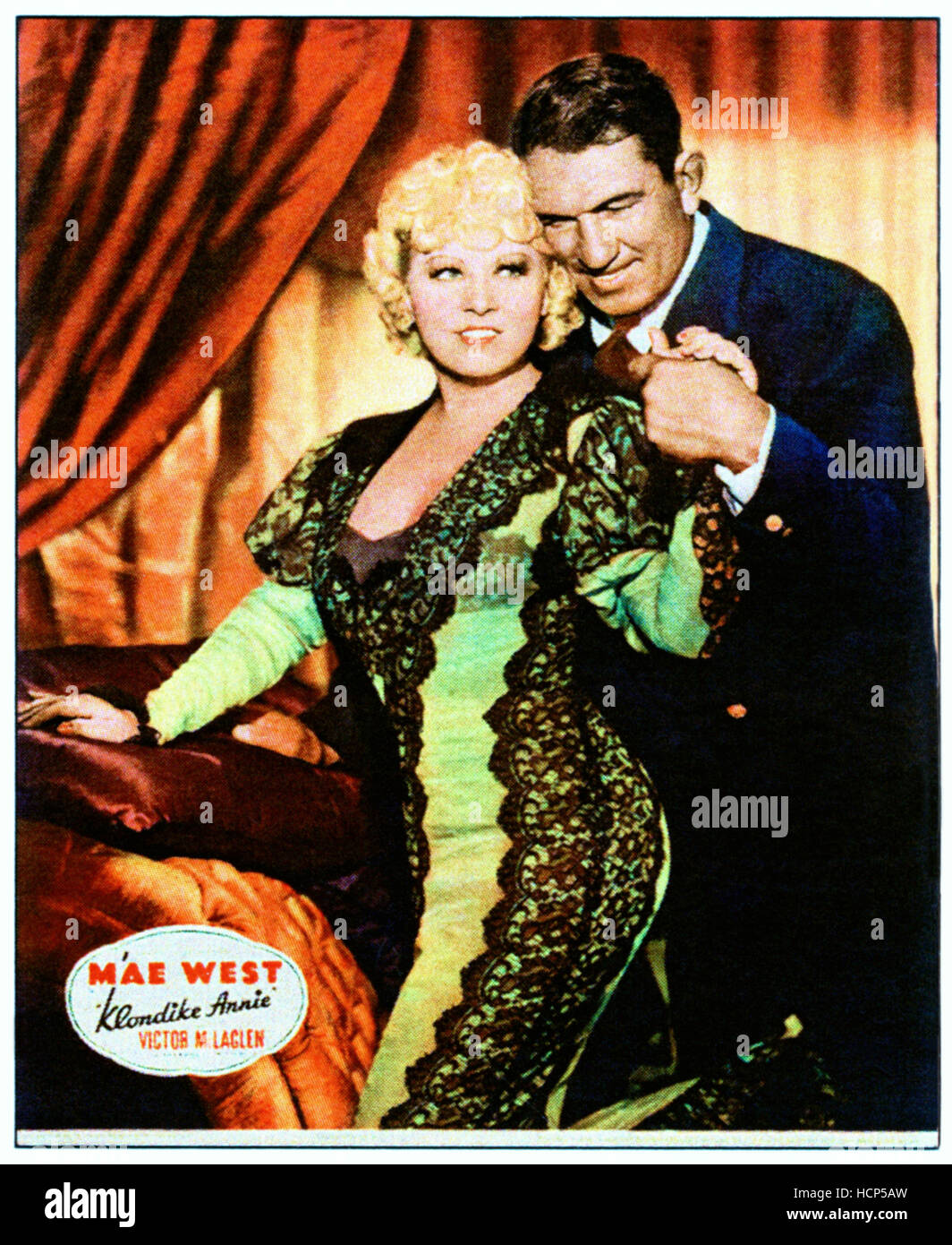 KLONDIKE ANNIE, from left: Mae West, Victor McLaglen on jumbo lobbycard ...