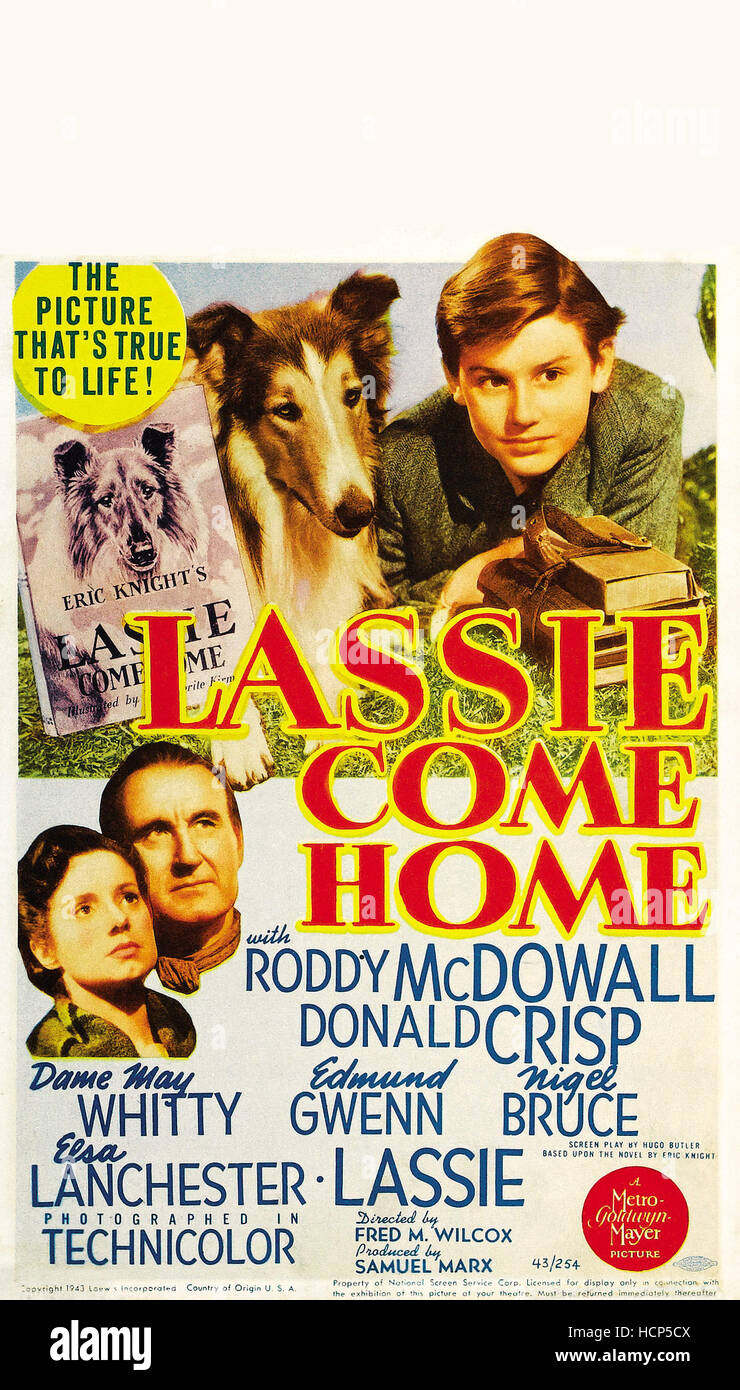 LASSIE COME HOME, US poster, top from left: Lassie, Roddy McDowall ...