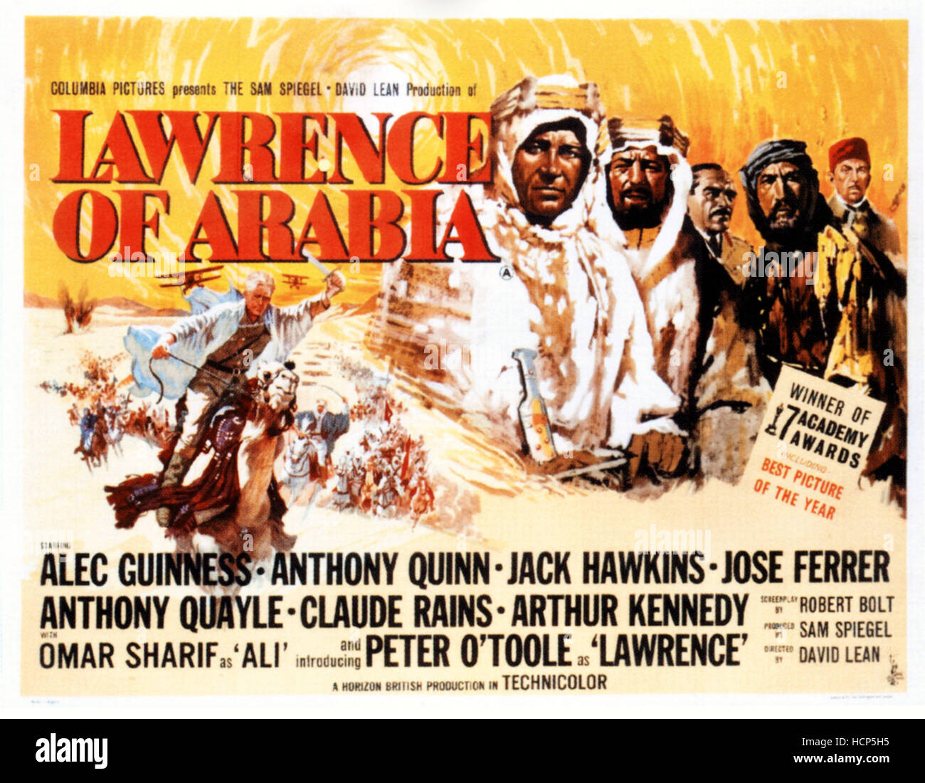 LAWRENCE OF ARABIA, l-r: Peter O'Toole, Alec Guinness, Omar Sharif ...