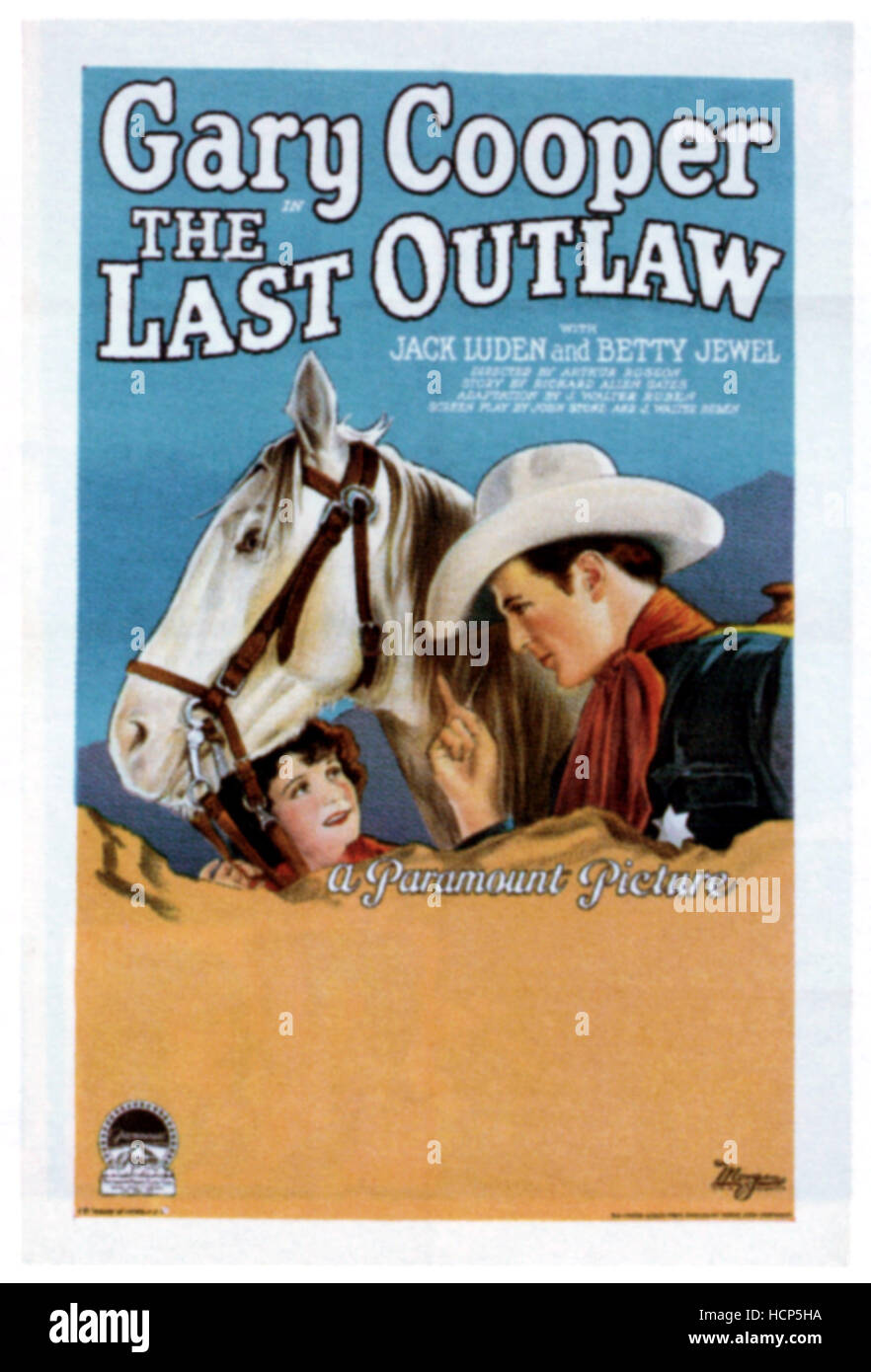THE LAST OUTLAW, from left: Betty Jewel, Gary Cooper, 1927 Stock Photo ...