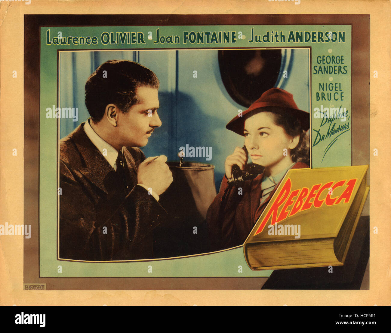 REBECCA, from left: Laurence Olivier, Joan Fontaine on lobbycard, 1940 Stock Photo - Alamy