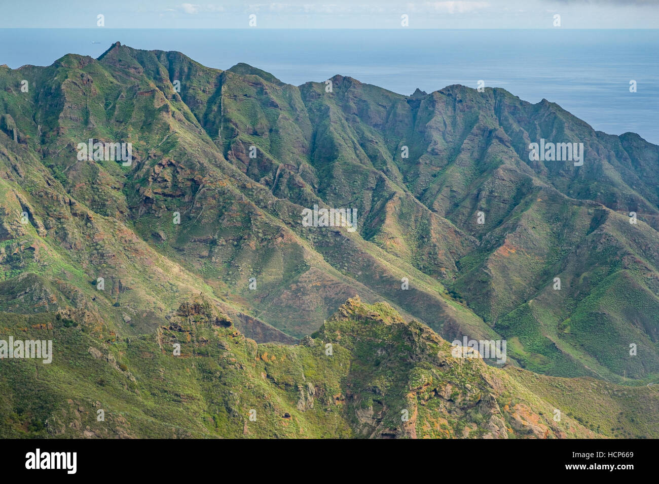 Green mountains, forest landscape, ocean background Stock Photo - Alamy