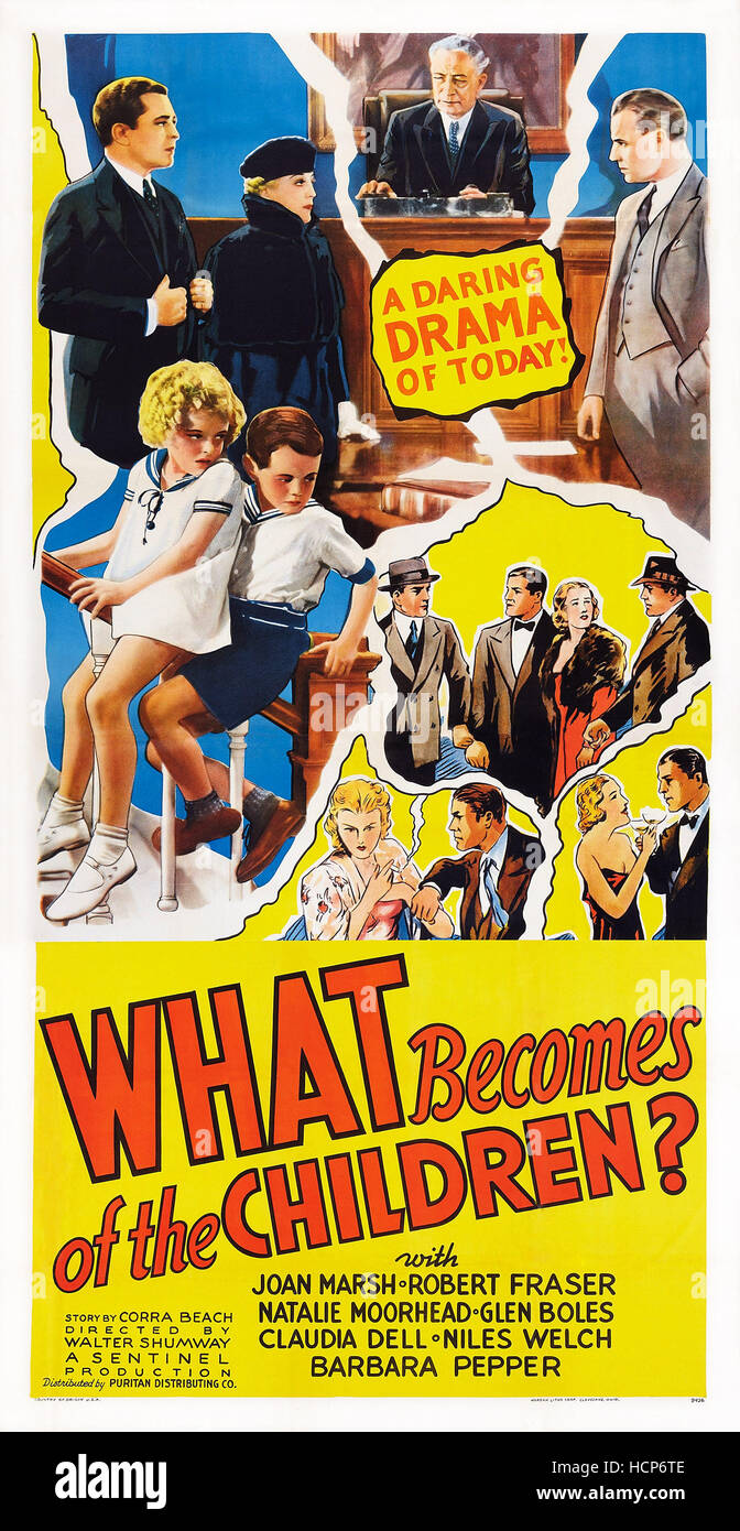 WHAT BECOMES OF THE CHILDREN?, US poster art, children from left: Anne ...