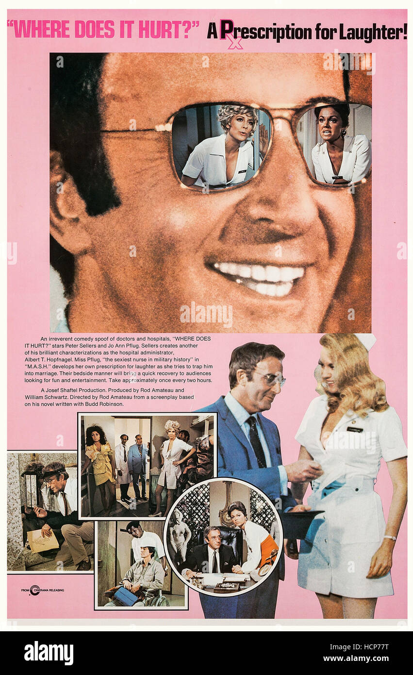 WHERE DOES IT HURT?, US poster art, top & bottom inserts: Peter Sellers ...