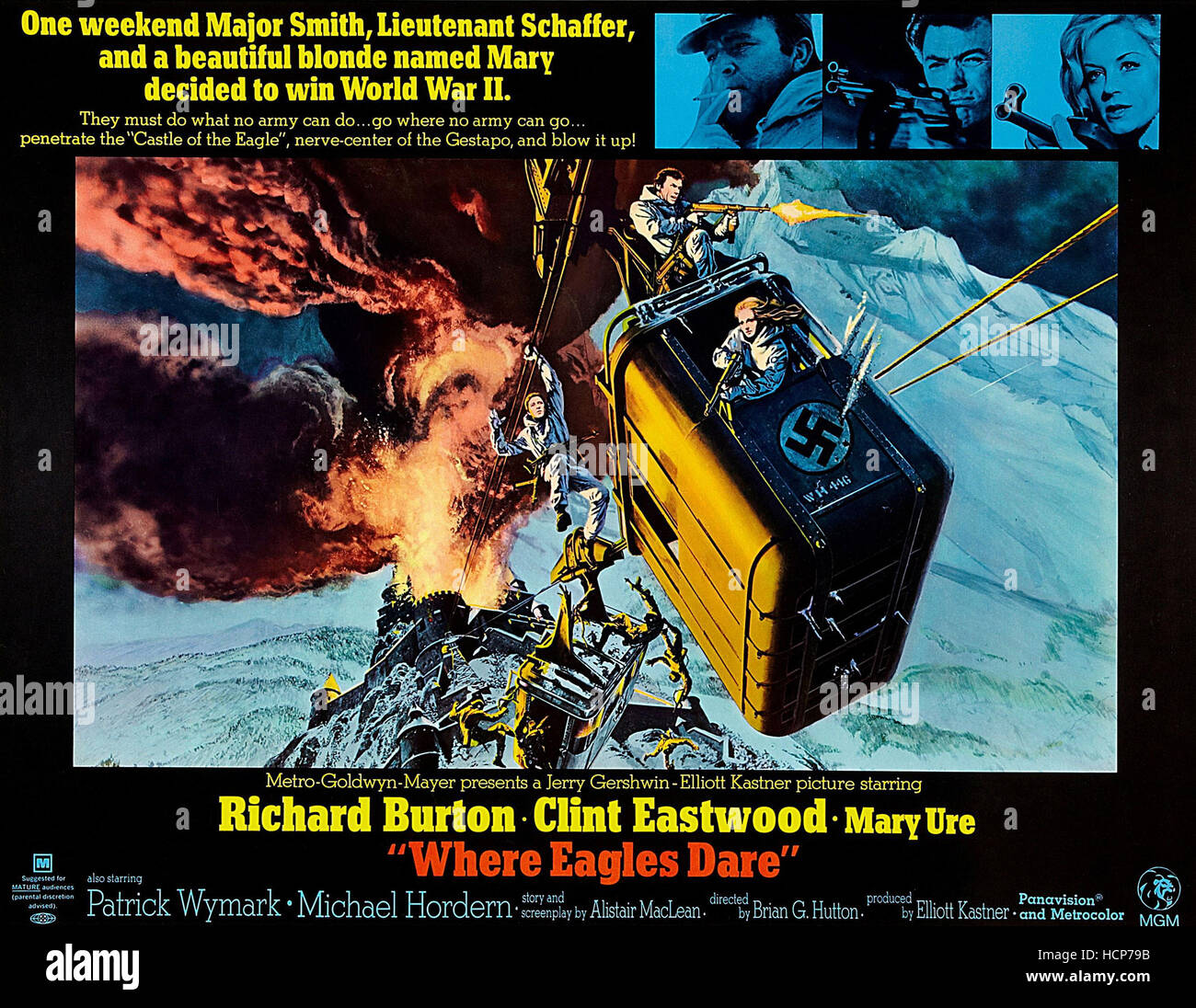 WHERE EAGLES DARE, top from left: Richard Burton, Clint Eastwood, Mary ...
