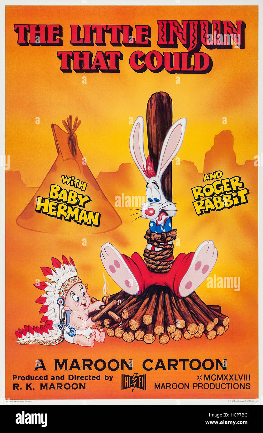 WHO FRAMED ROGER RABBIT, l-r: Baby Herman, Roger Rabbit in prop poster ...