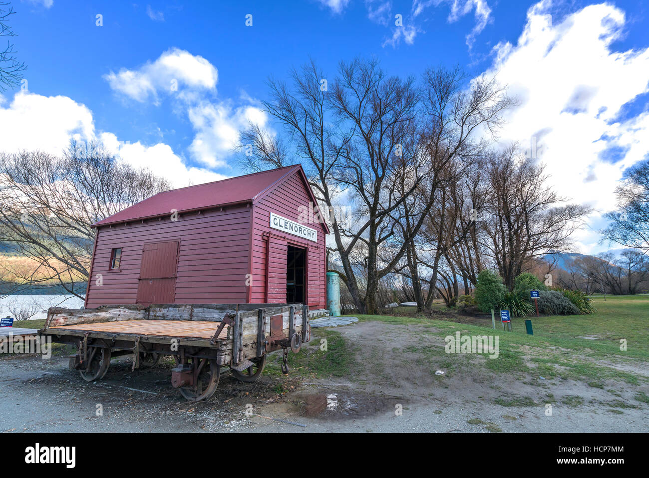 Iconic Red-Color house in Glenorchy, Queenstown, New Zealand Stock ...